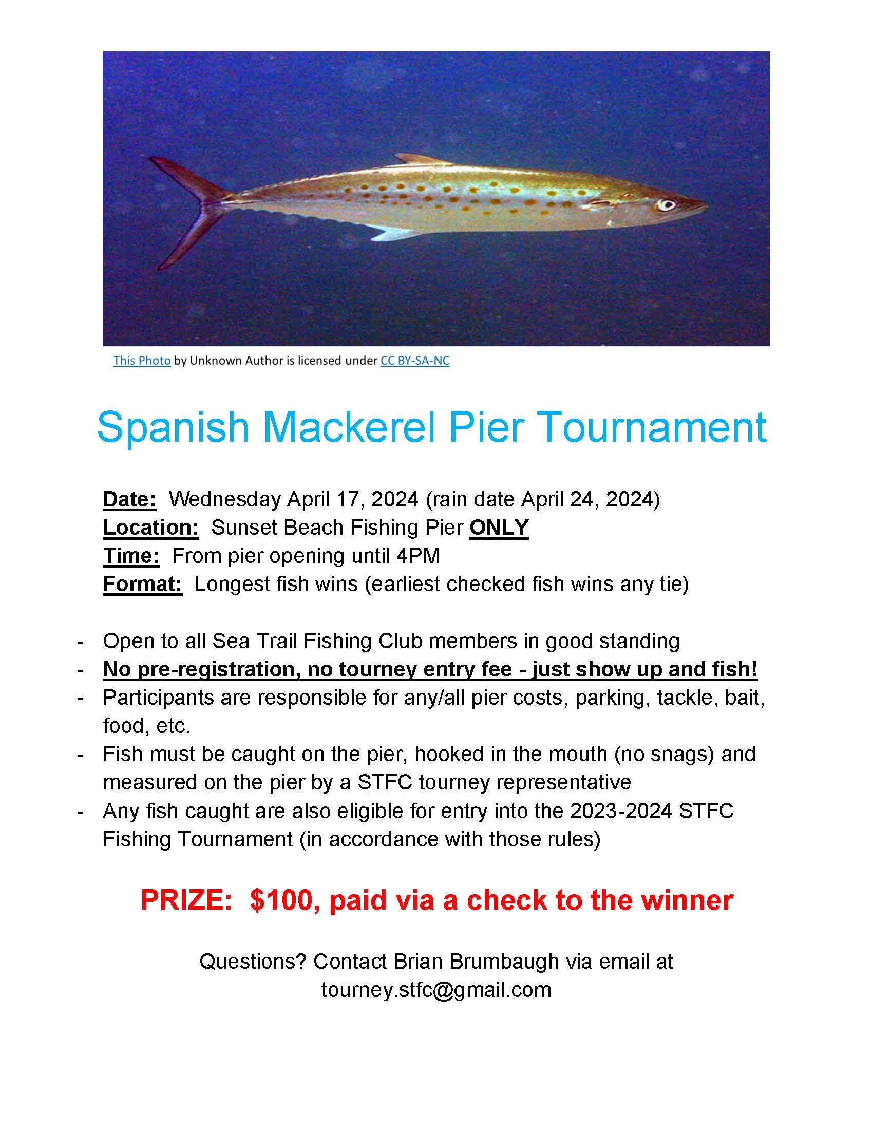 Spanish Mackerel Pier Tournament | Sea Trail Fishing Club